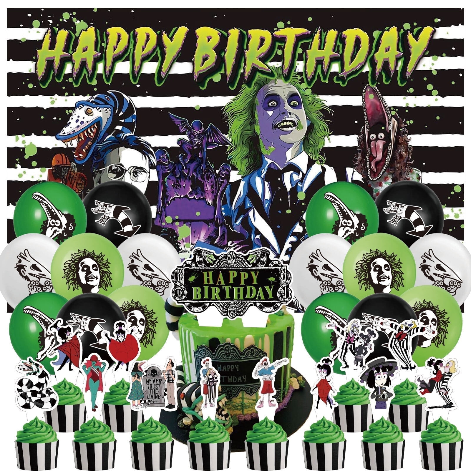 30 Pcs For Beetlejuice 2 Cartoon-Themed Party Decoration Set - Includes ...