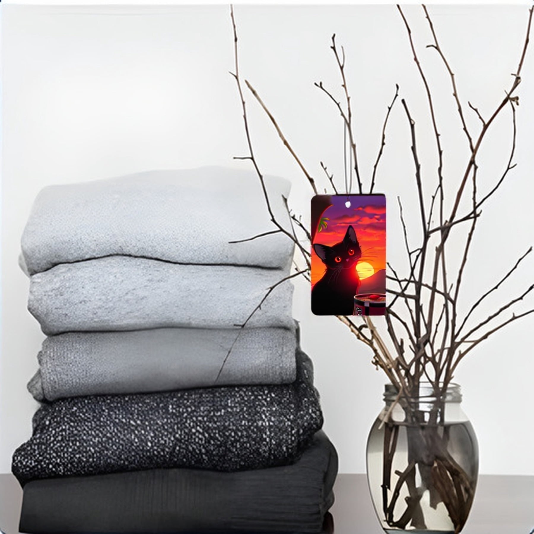 30 Pcs Black Cat Air Fresheners for Car - Vibrant Sunset Design with ...