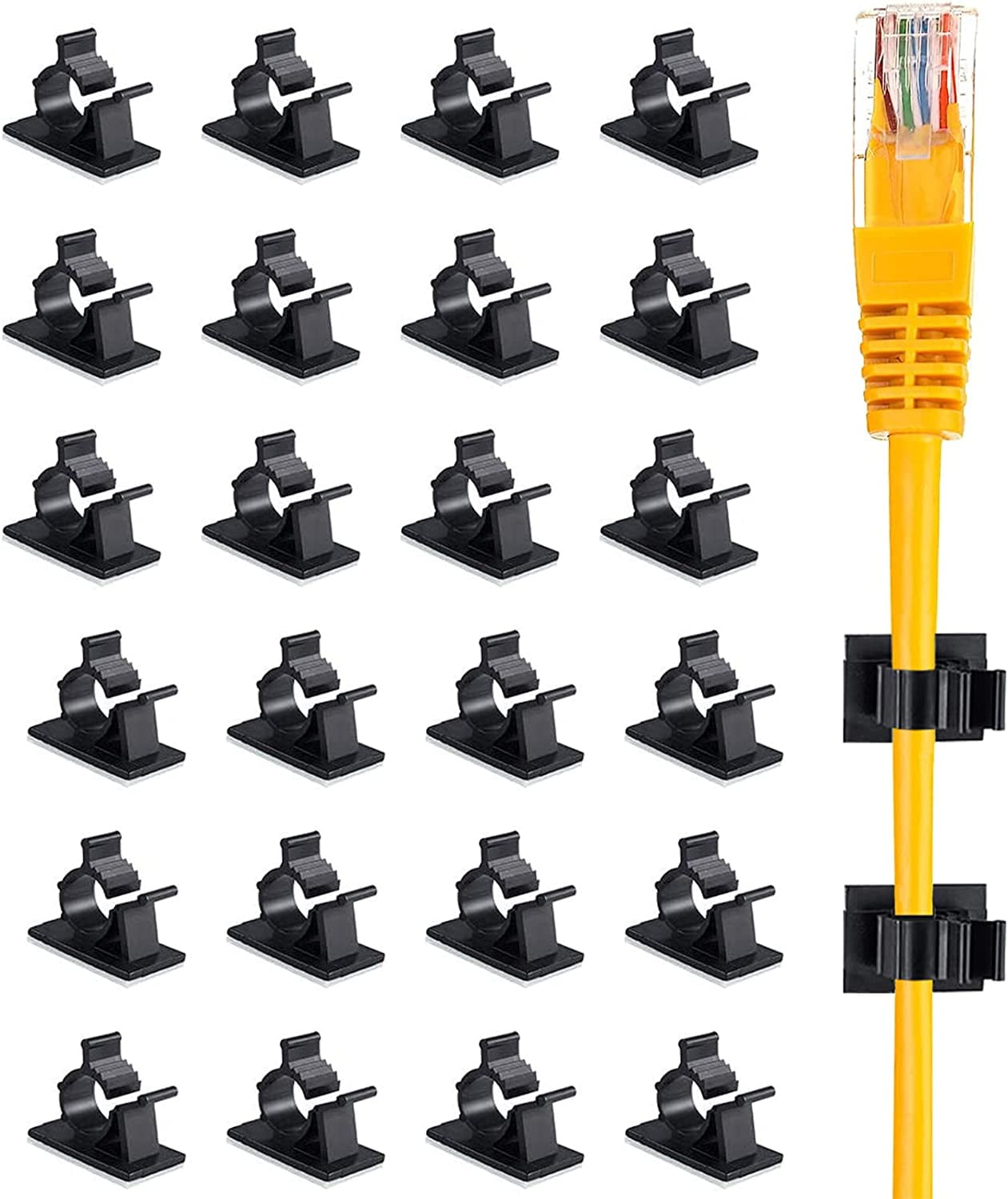 30 Pcs Black Clips Self Adhesive Backed Nylon Wire Adjustable Cable ...