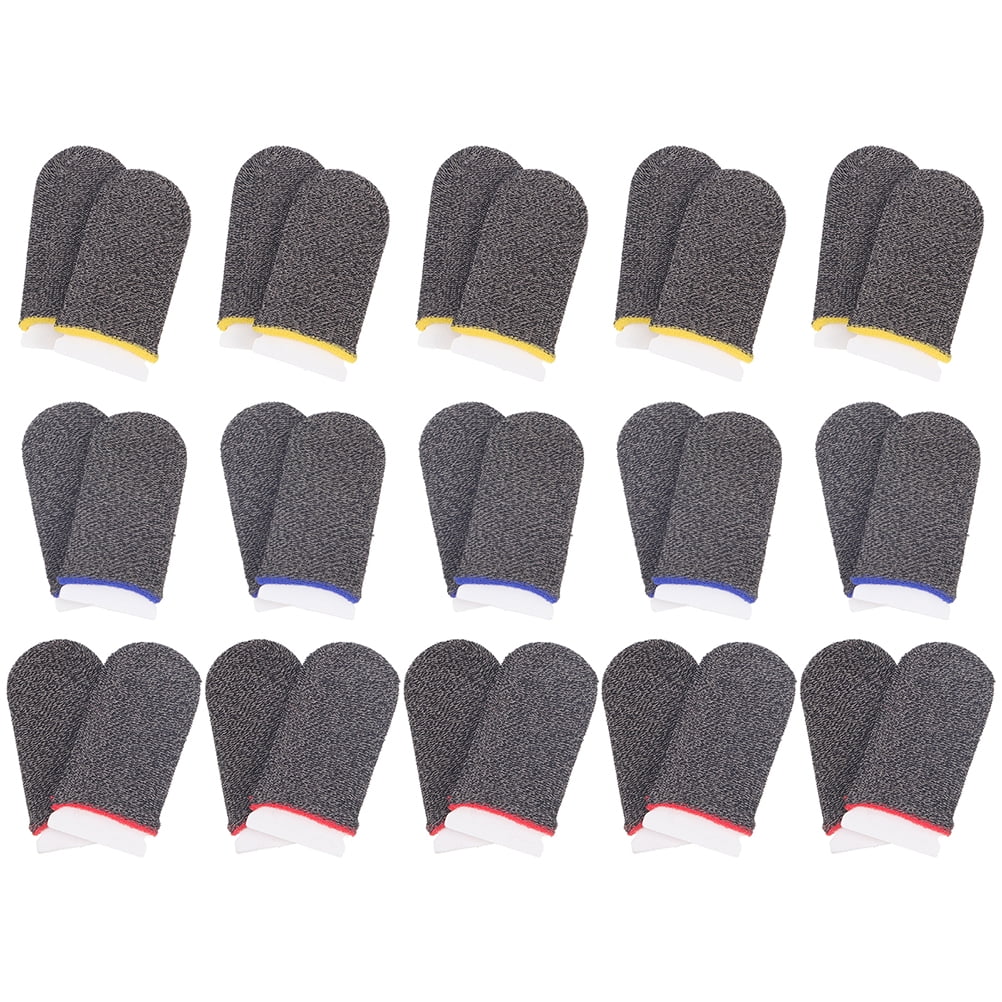 30 Pcs Black Gloves Gaming Finger Sleeves Thumb Ultra Thin Screen ...