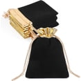 30 Pcs Black Gold Velvet Drawstring Bags, 4 x 3 Inch Velvet Gift Bags ...
