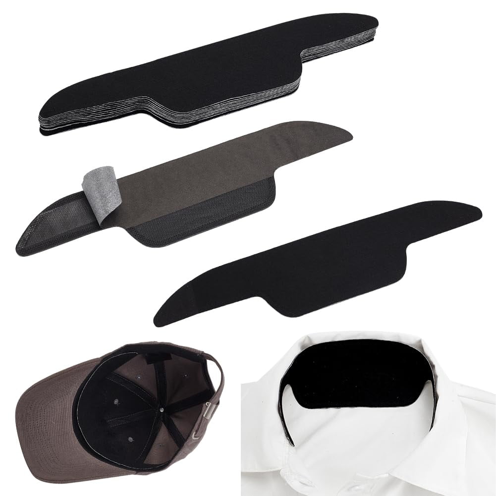 30 Pcs Black Neck Collar Sweat Pads Hat Sweat Liner Pad Collar ...