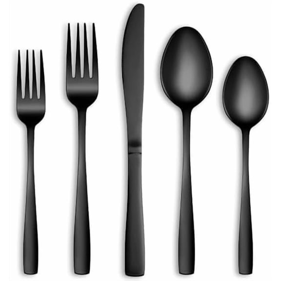 Matte Black Silverware Set for 8, 40 Pieces Stainless Steel Flatware ...