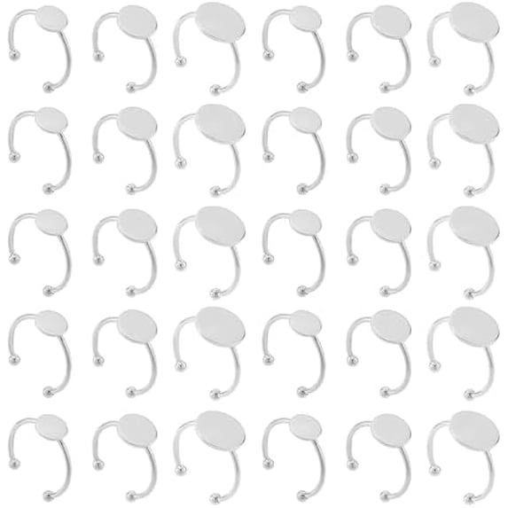30 Pcs Blank Rings - Stainless Steel Adjustable Pad Ring Base, Flat ...