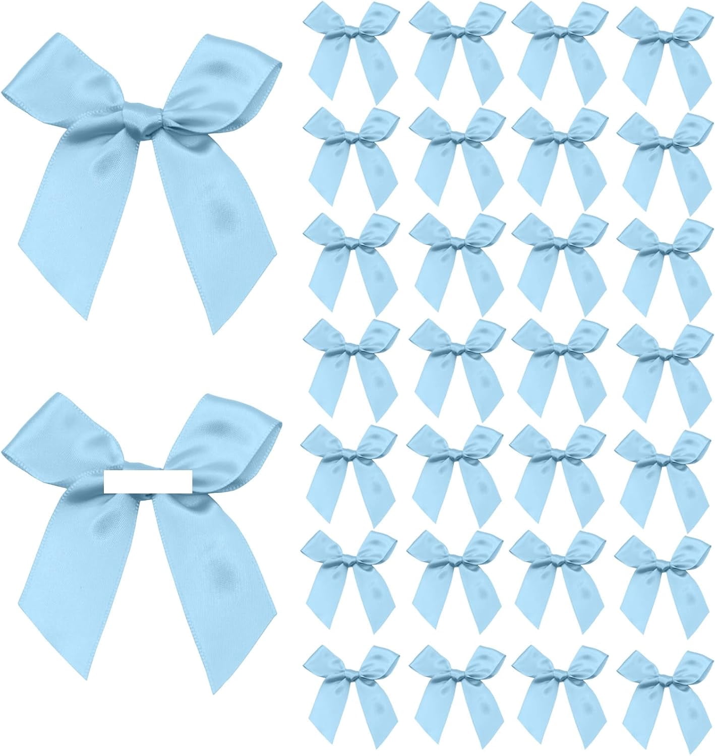 30 Pcs Blue Satin Ribbon Bows, Self-Adhesive Mini Blue Bows for Gift ...