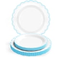 30 Pcs Blue and White Paper Plates; 15 x 7 inch & 15 x 9 inch White ...