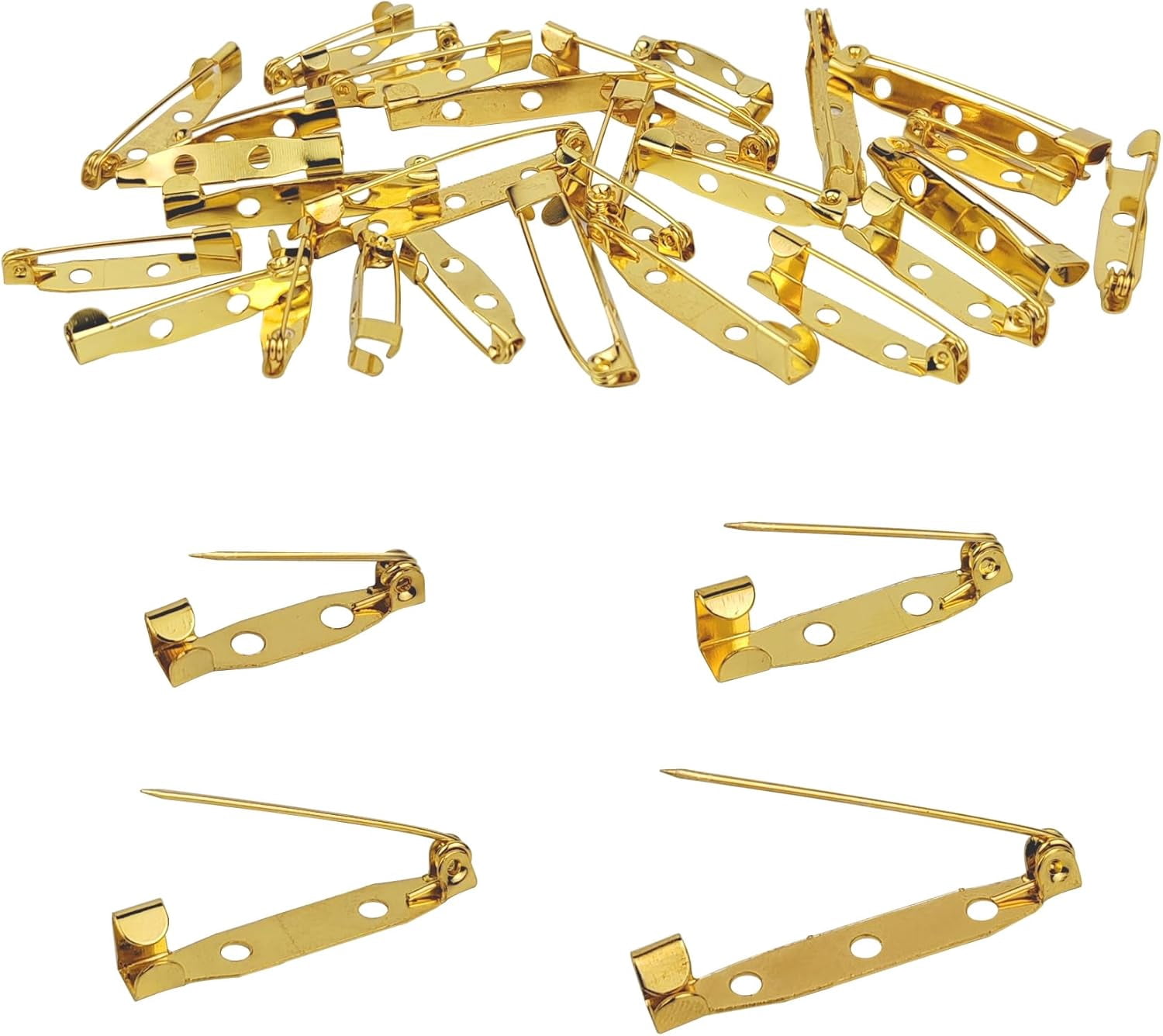 30 Pcs Brooch Pins, 4 Sizes Pack, Gold Boutonniere Pins Badge Pin ...