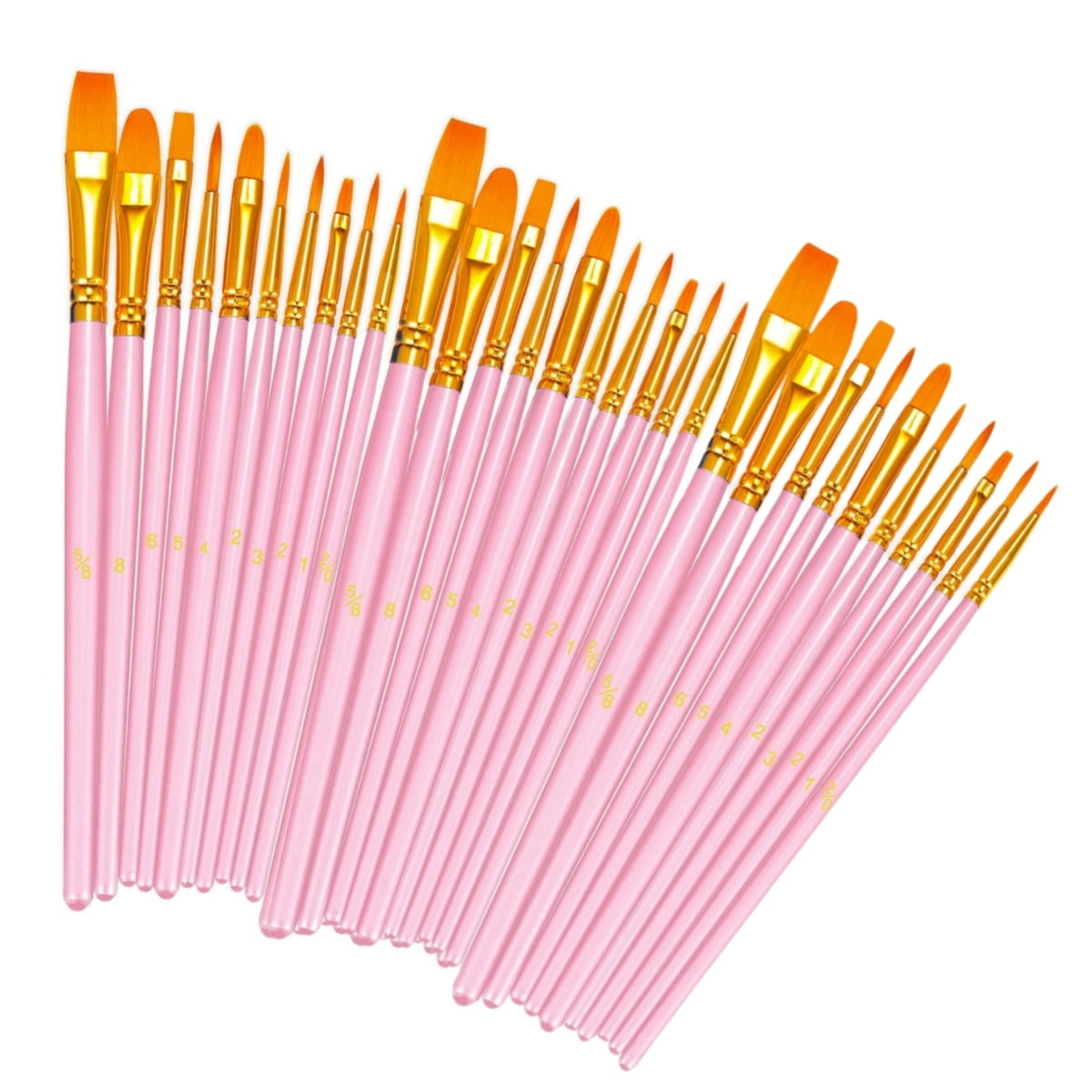 30 Pcs Bulk Artist Paint Brush Set for Acrylic Watercolor Gouache Hobby ...