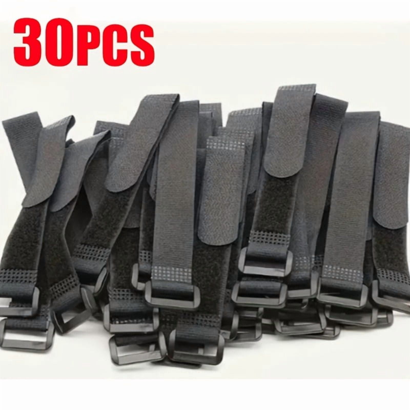 30 Pcs Cable Ties & Velcro Straps Heavy-Duty Reusable Adjustable Cable ...