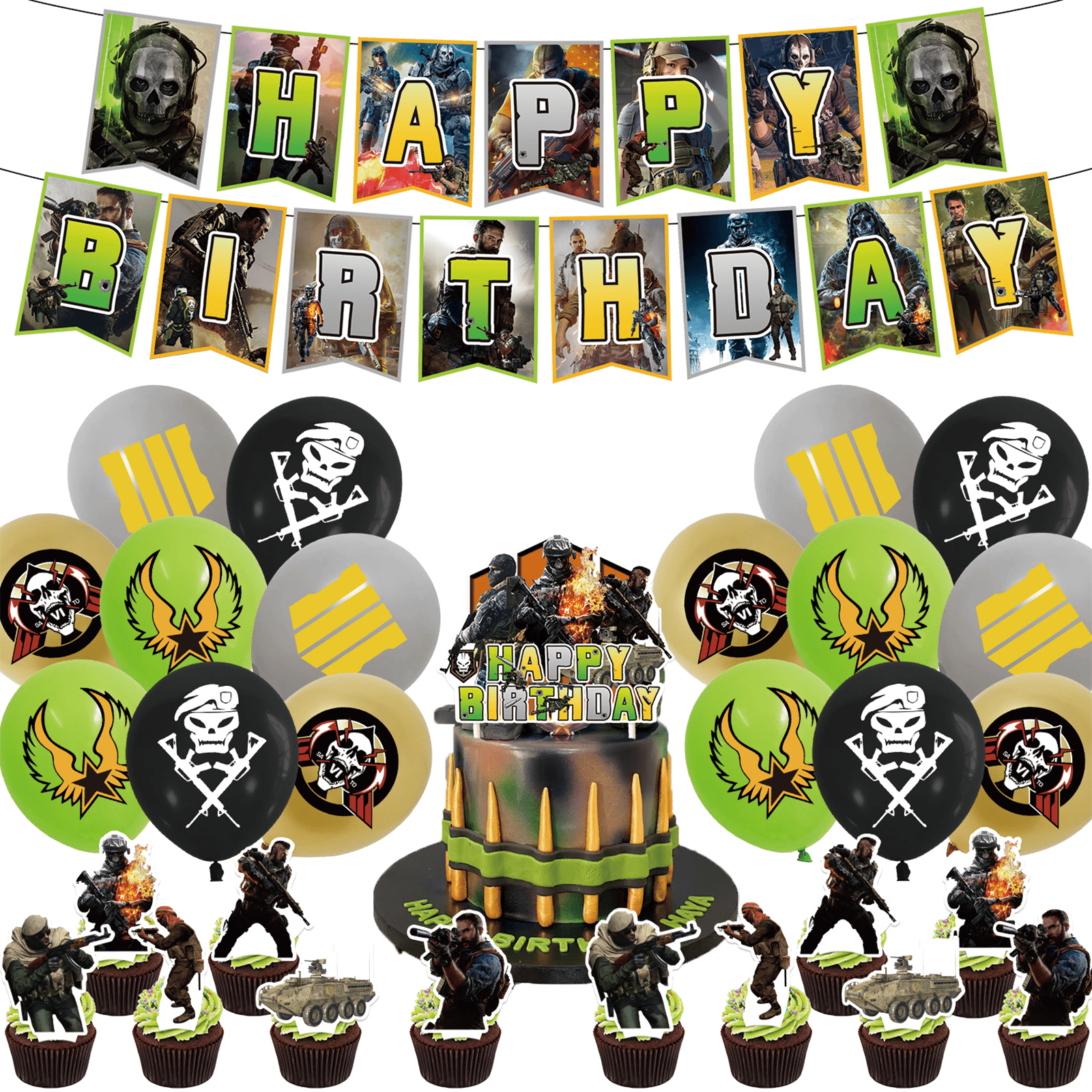 30 Pcs For Call of Duty Theme Birthday Party Decorations,With 1 Happy ...