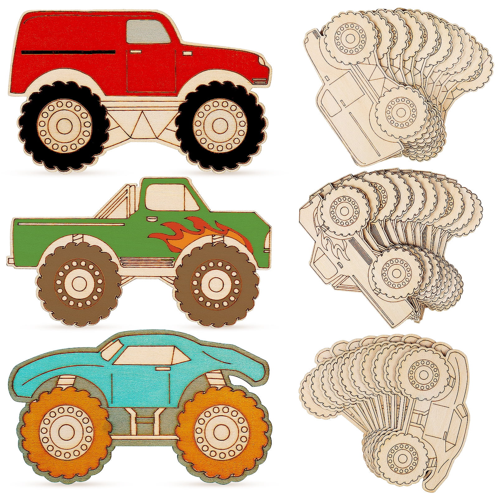 30 Pcs Car Cutouts Crafts Unfinished Wood Cutouts Truck Cutouts Crafts ...