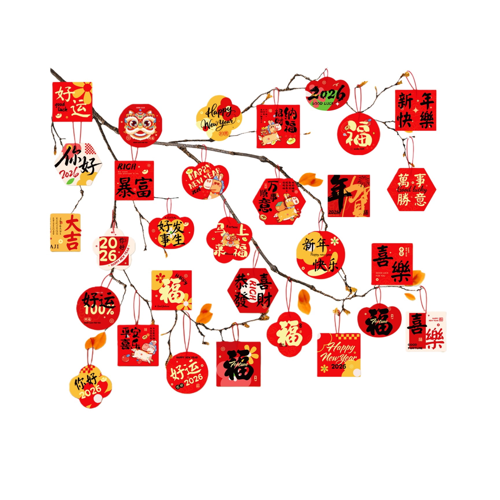 30 Pcs Chinese New Year Decorations New Years Ornaments Tree Hanging ...