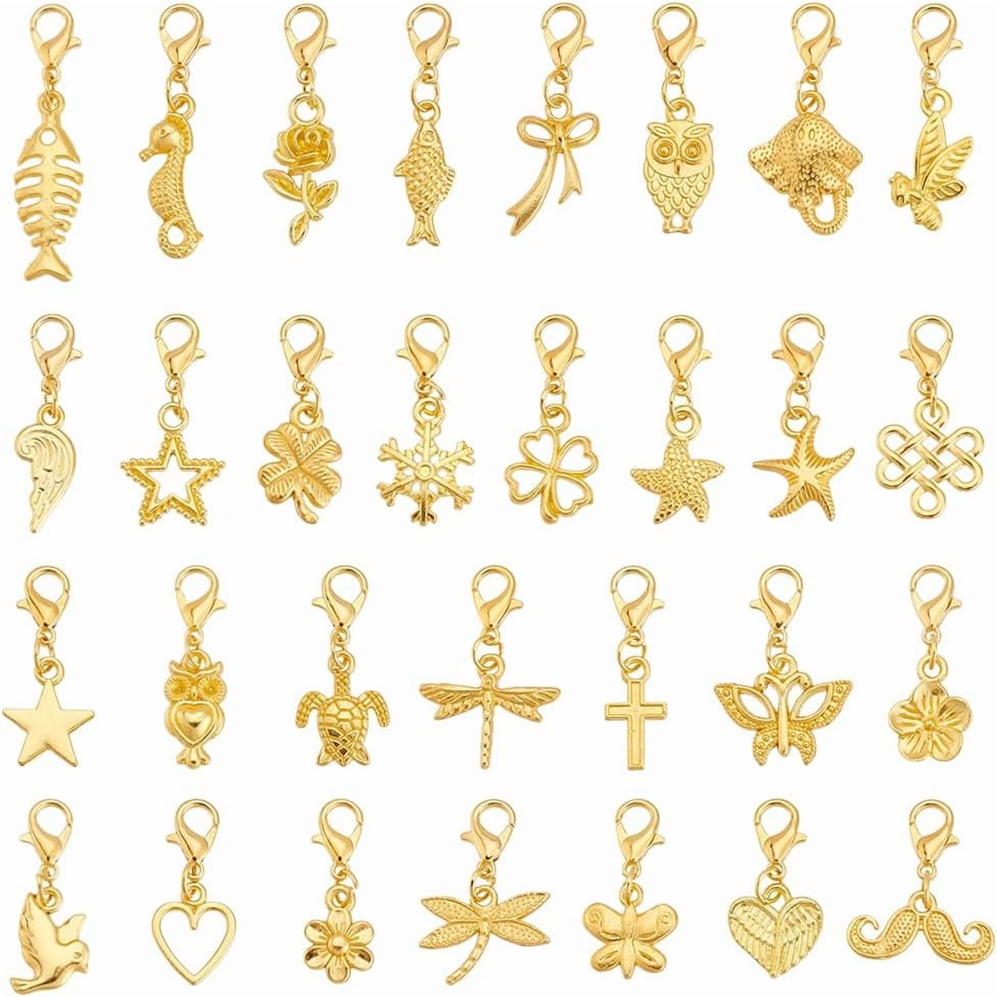 30 Pcs Clip on Beads Pendants Mixed Styles Dangle Beads Tibetan Alloy ...