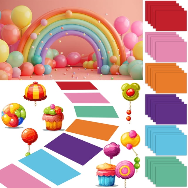 30 Pcs Colorful PVC Floor Stickers Candy Land Party Decorations Pastel ...