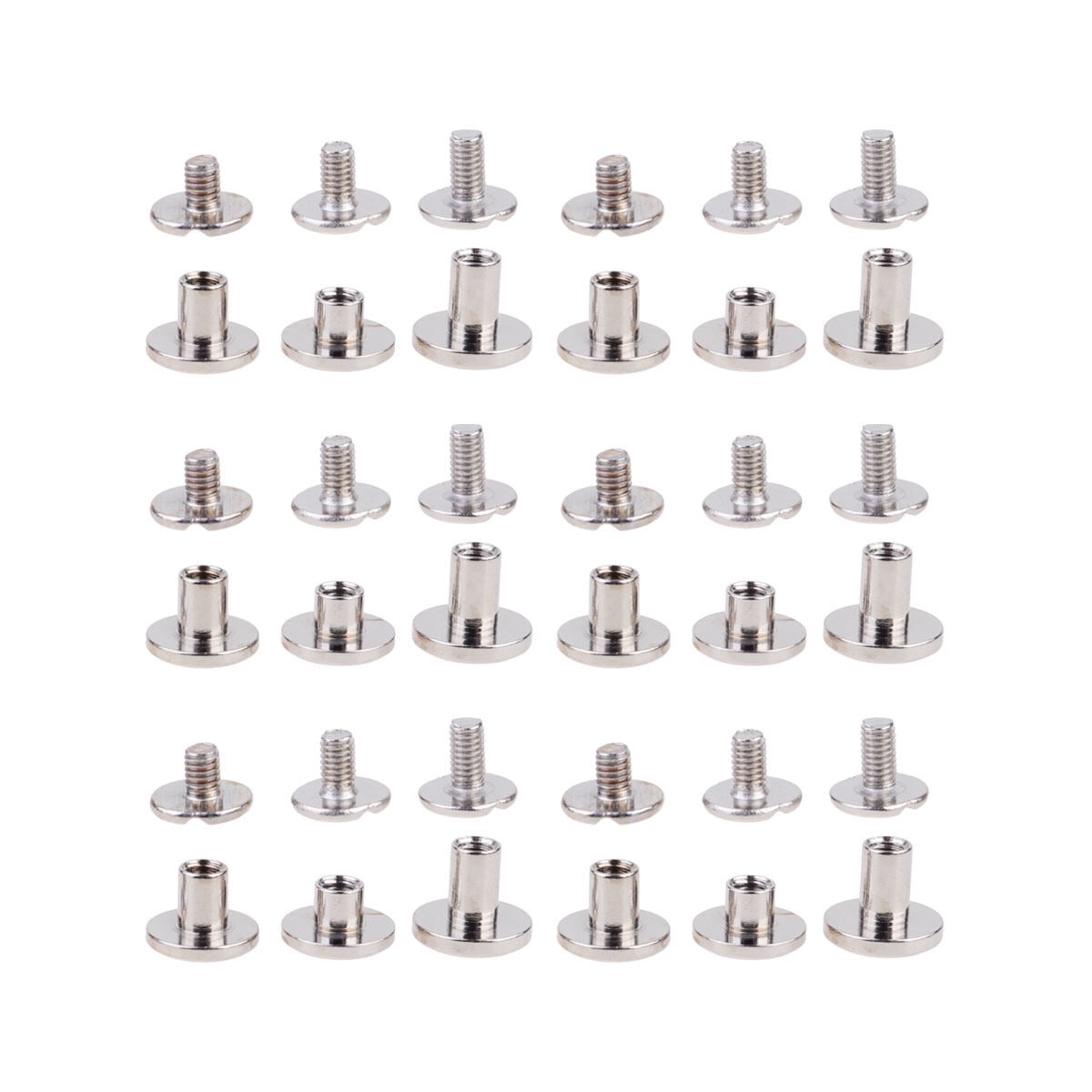 Copper Flat Head Screws for Belt Crafting 30 Pcs Silver Fastener Studs ...