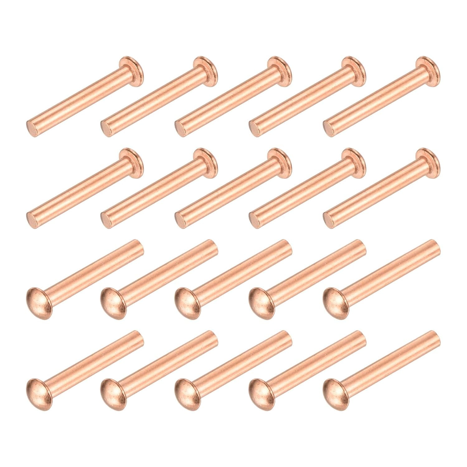 30 Pcs Copper Solid Rivets, 1/8" x 25/32" Round Head Rivet Metal ...