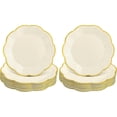 30 Pcs Cream Paper Plates, 7 Inch Ivory New Years Plates with Gold Trim ...
