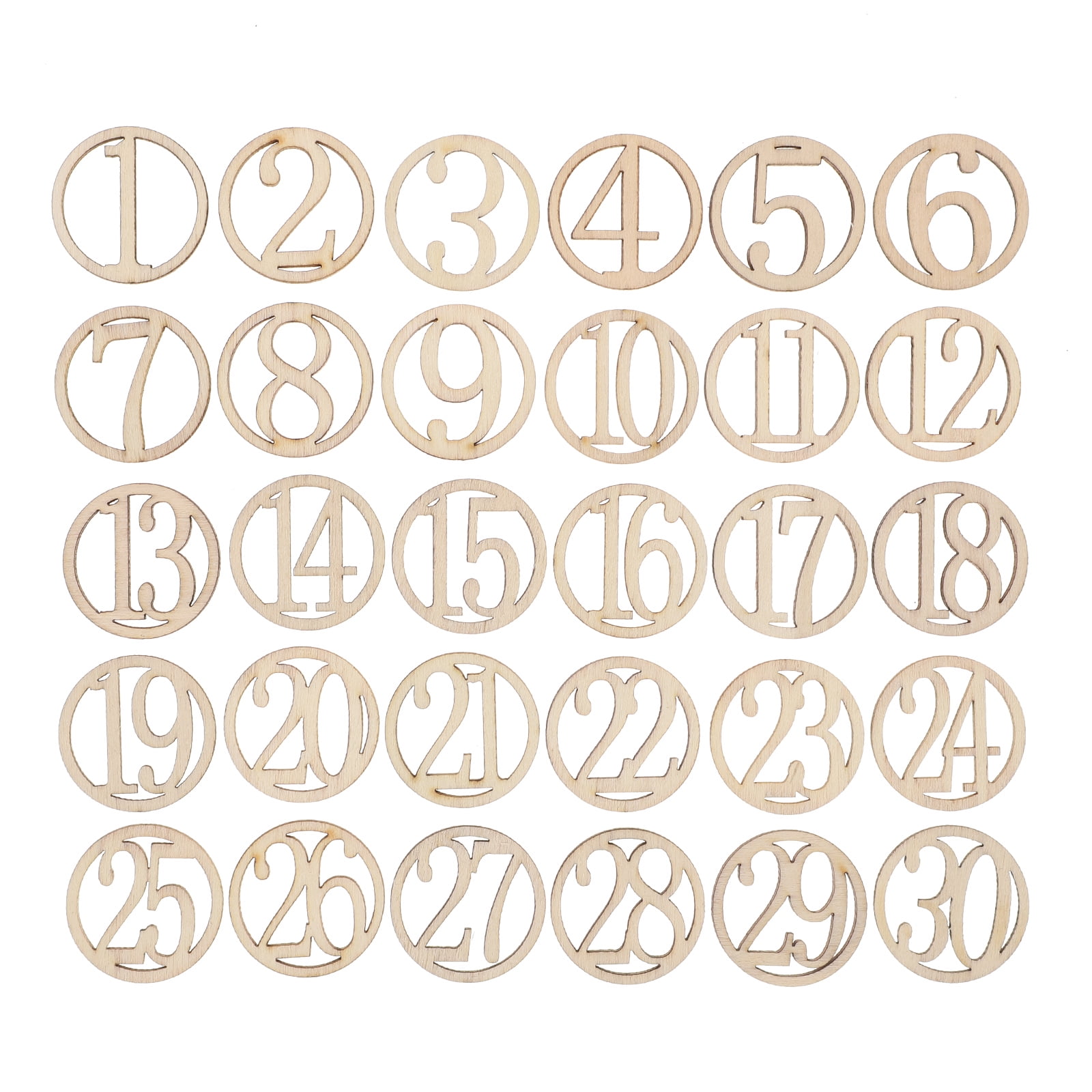 30 Pcs Decor Wooden Number DIY Craft Decoration for Home Log Hollow Out ...
