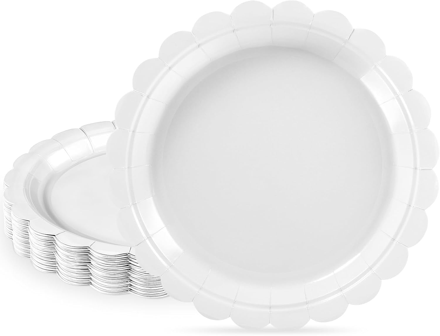 30 Pcs Dessert Plates Disposable, 7 Inch Scalloped White Plates Small ...