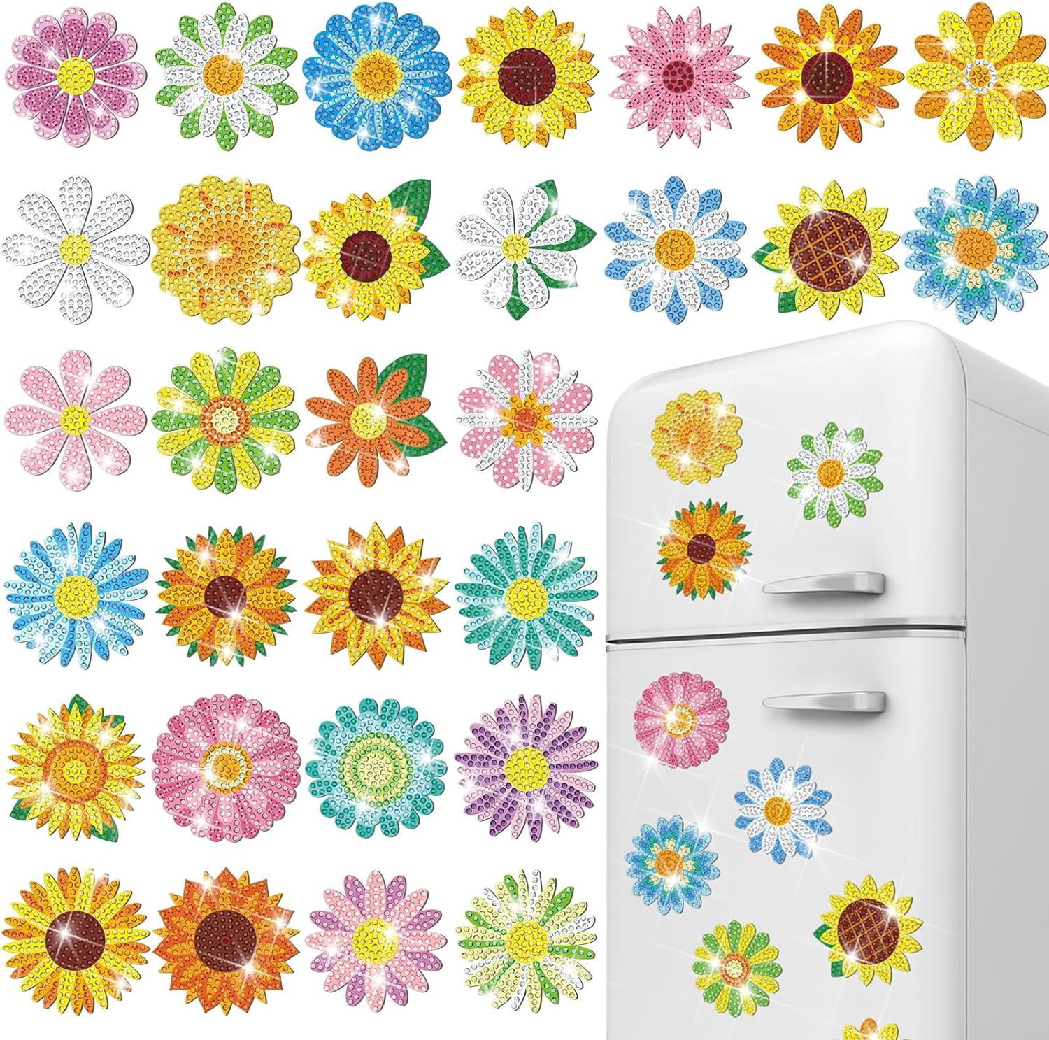 30 Pcs Diamond Art Magnets Refrigerator Easy Art Kits Fridge Diamond ...