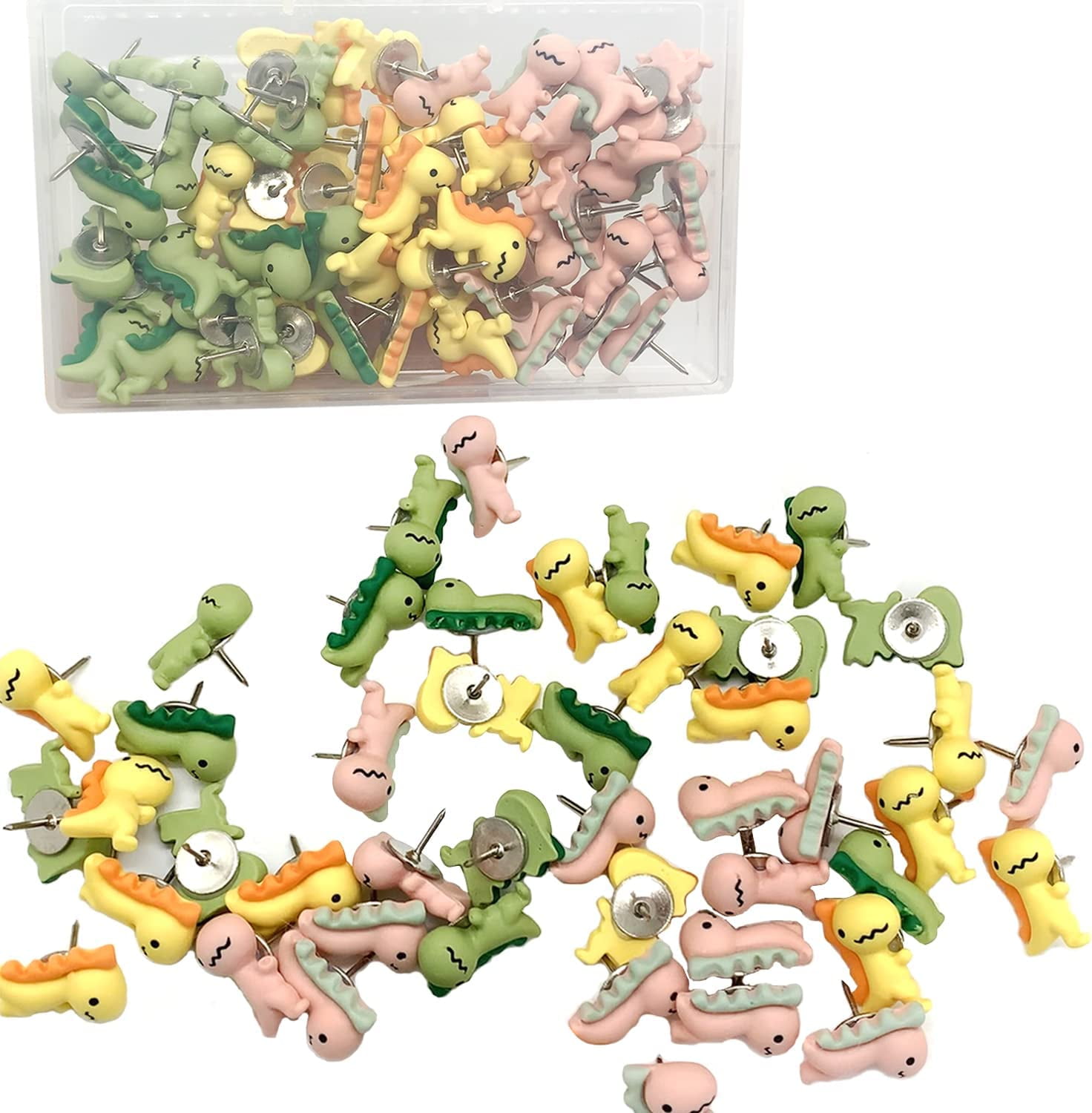 30 Pcs Dinosaur Push Pins, Cute Animal Drawing Pins Mixed Color ...