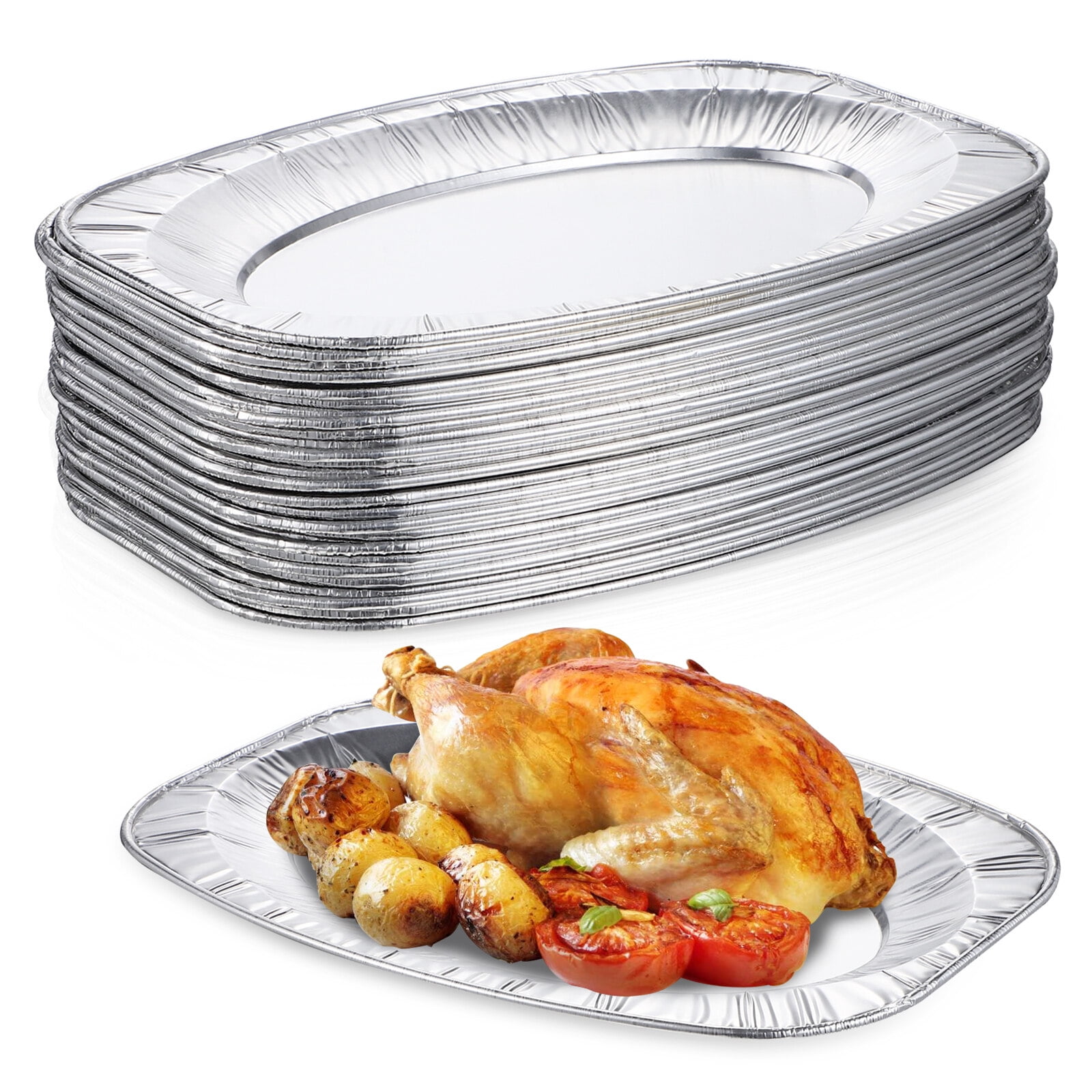 30 Pcs Disposable Serving Plates Aluminium Foil Pans Serving Dishes ...