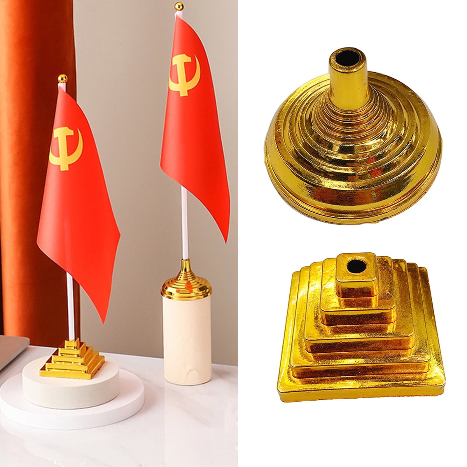 30 Pcs Flagpole Bases Smooth Square Shape Laddered Electroplated ...