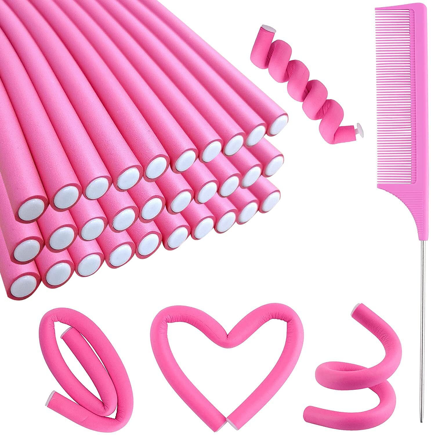 30 Pcs Flexible Curling Rods,Small Flexible Rods, 9.45" Twist Foam Hair ...