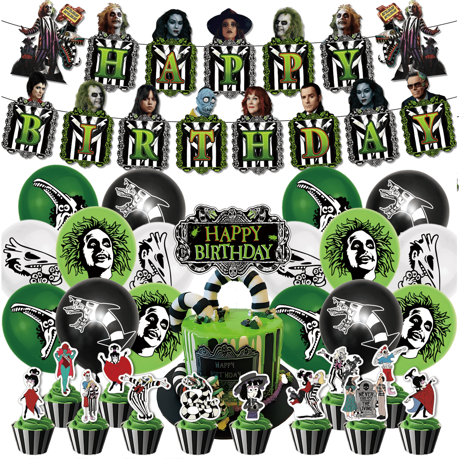 30 Pcs For Beetlejuice 2 Theme Birthday Party Decoration Set - Includes ...