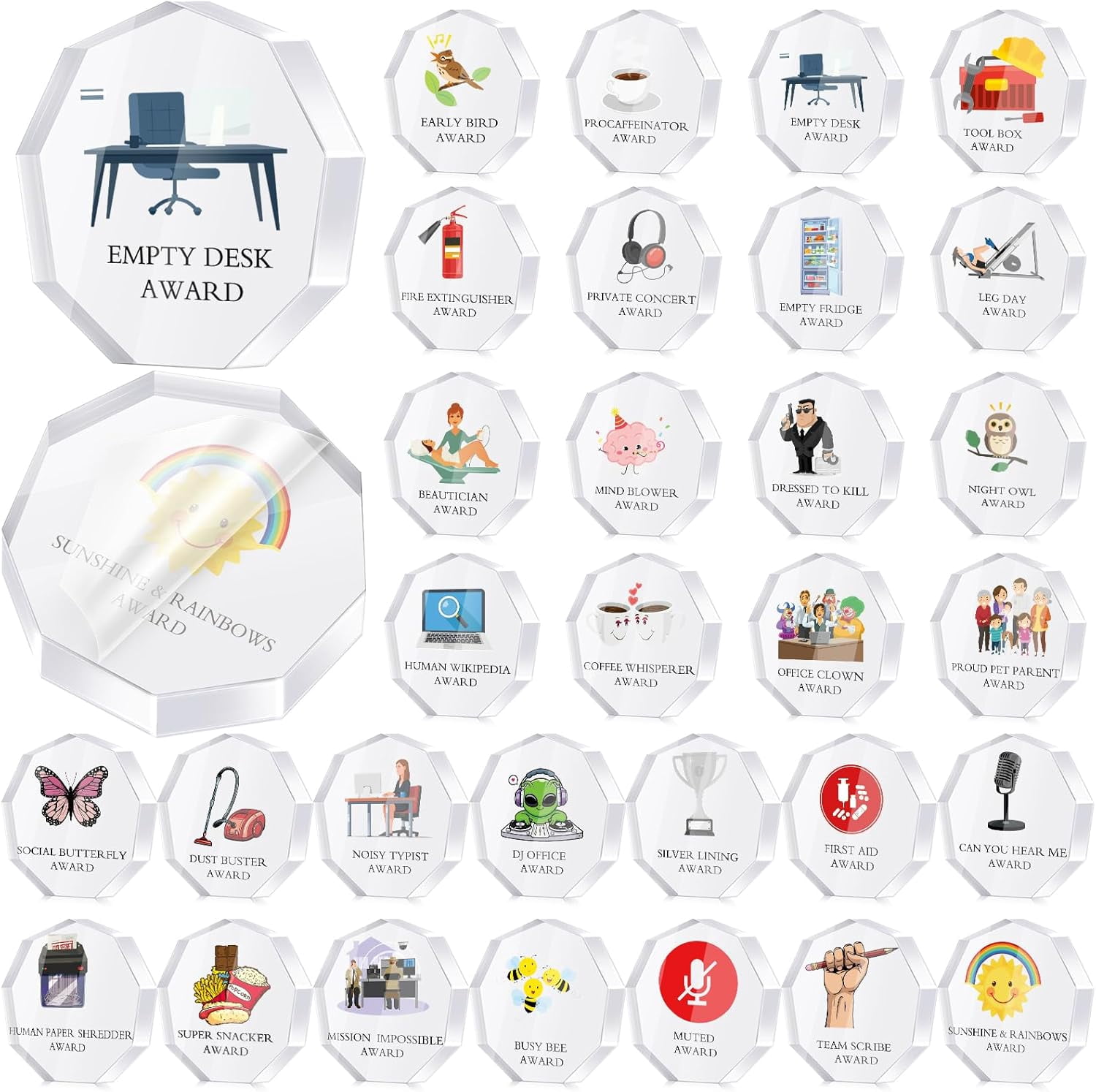30 Pcs Funny Trophy Awards Gifts Bulk Christmas Small Clear Acrylic ...