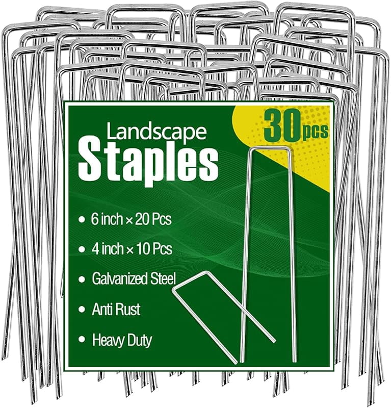 30 Pcs Galvanized Landscape Staples Metal Garden Stakes Heavy Duty for ...