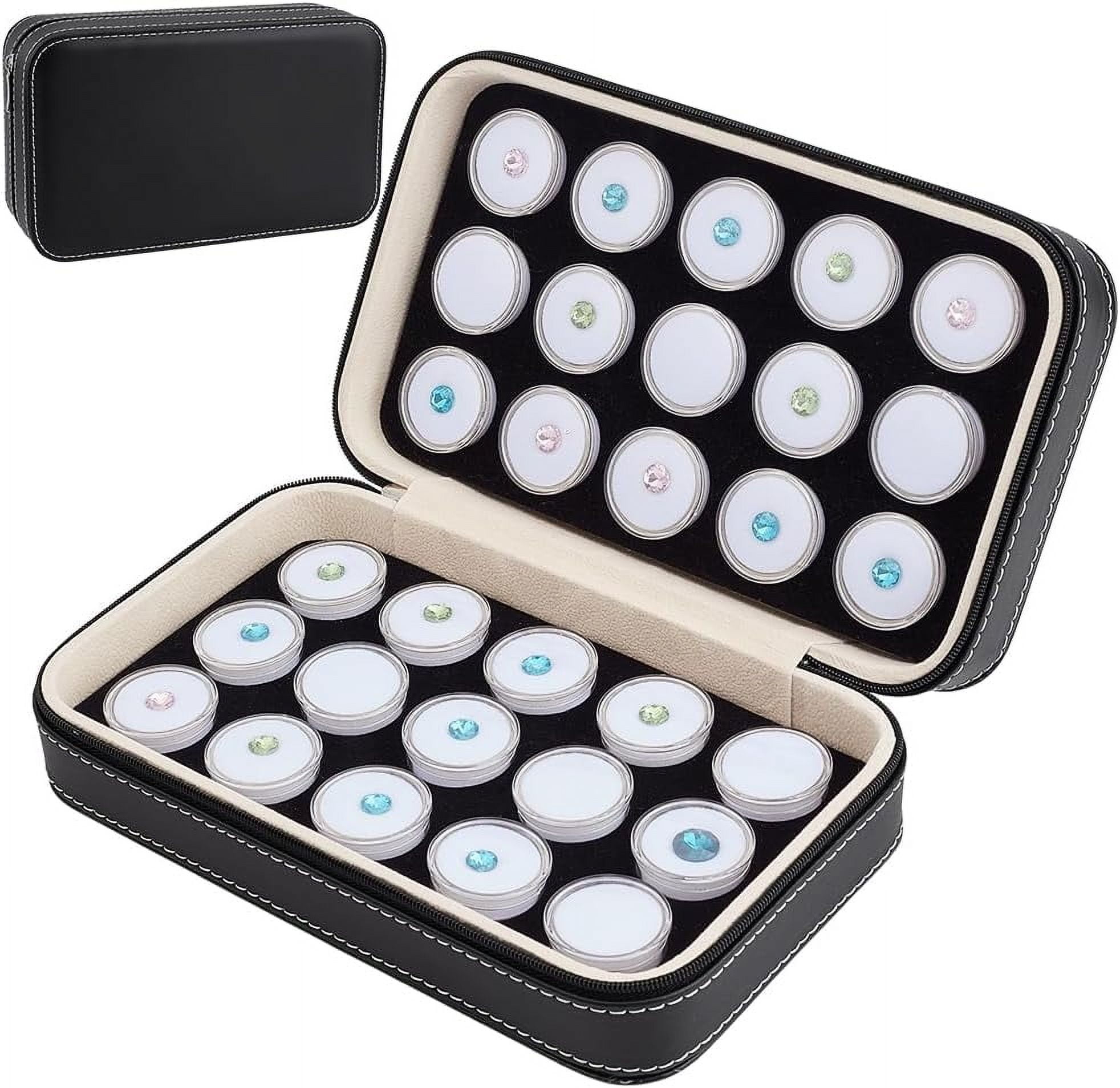 30 Pcs Gem Jars Leather Jewelry Display Case 8.6x5.1x2.5 Inch Loose ...