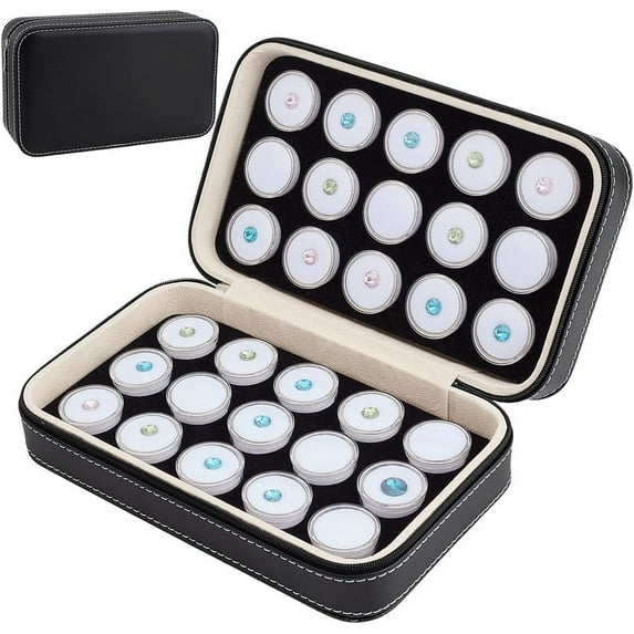 30 Pcs Gem Jars Leather Jewelry Display Case 8.6x5.1x2.5 Inch Loose ...