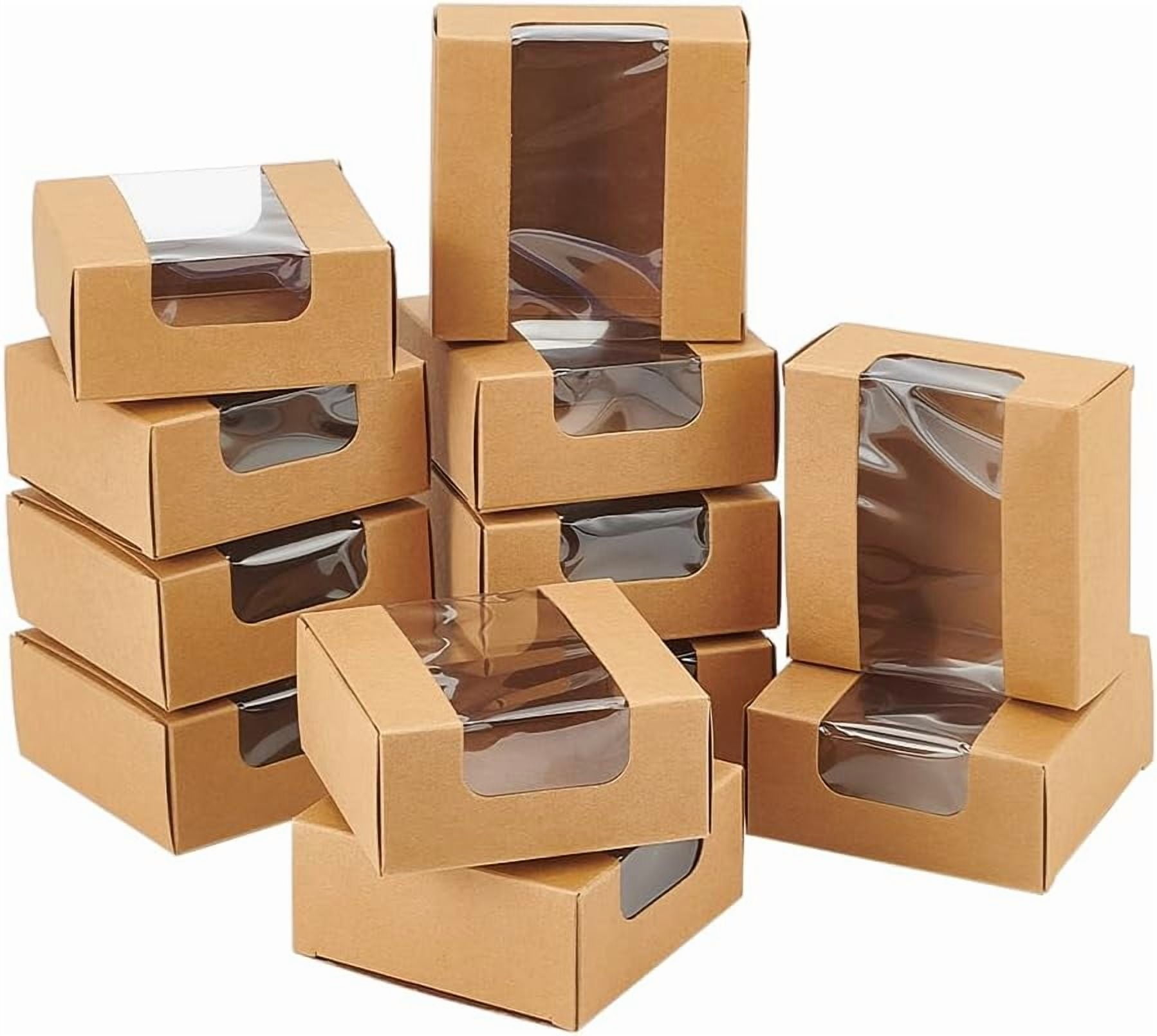 30 Pcs Gift Boxes with PVC Window 3.15x3.15x1.38 Kraft Paper Cardboard ...