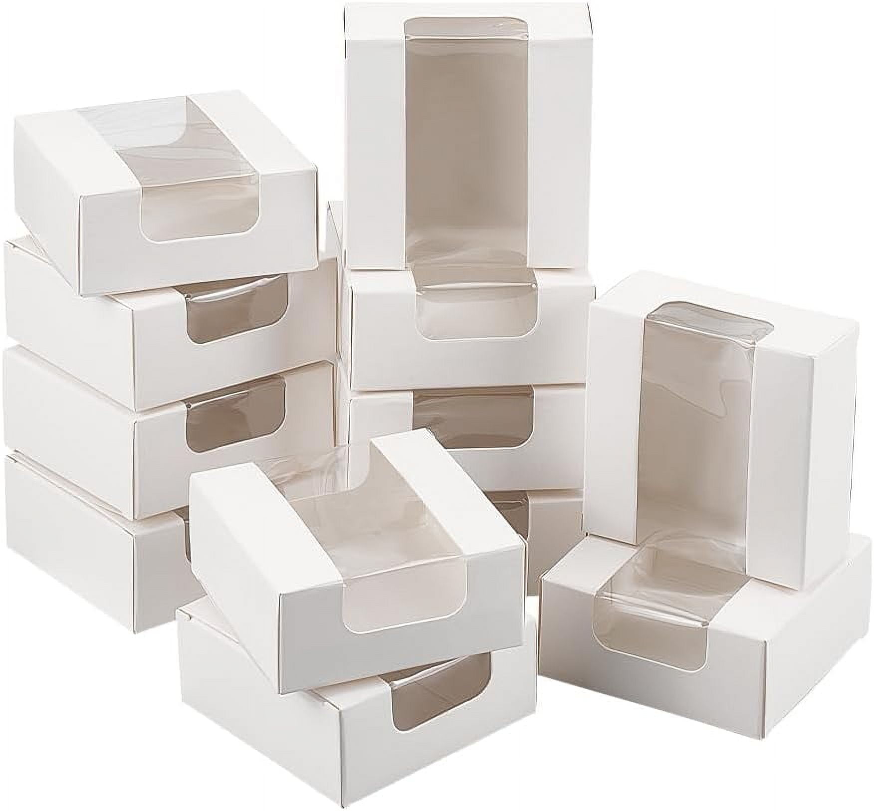 30 Pcs Gift Boxes with PVC Window 3.15x3.15x1.38 Kraft Paper Cardboard ...