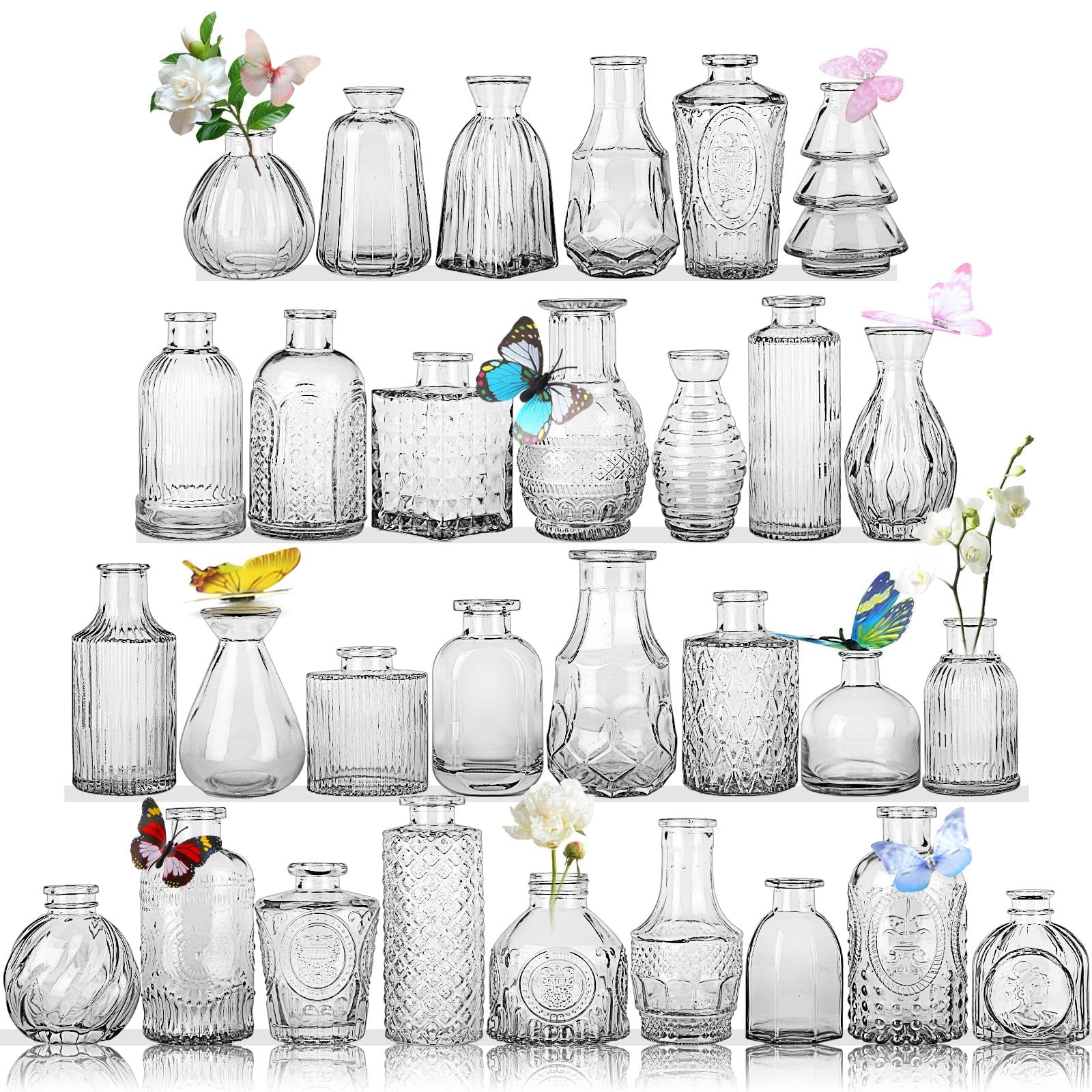 30 Pcs Glass Bud Vases Bulk Set, Small Clear Flower Vases for Wedding ...