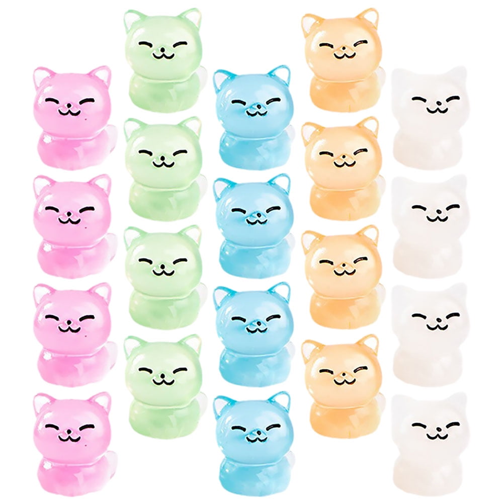 30 Pcs Glow-in-the-dark Mini Resin Cat Mini Resin Animals Mini Garden ...