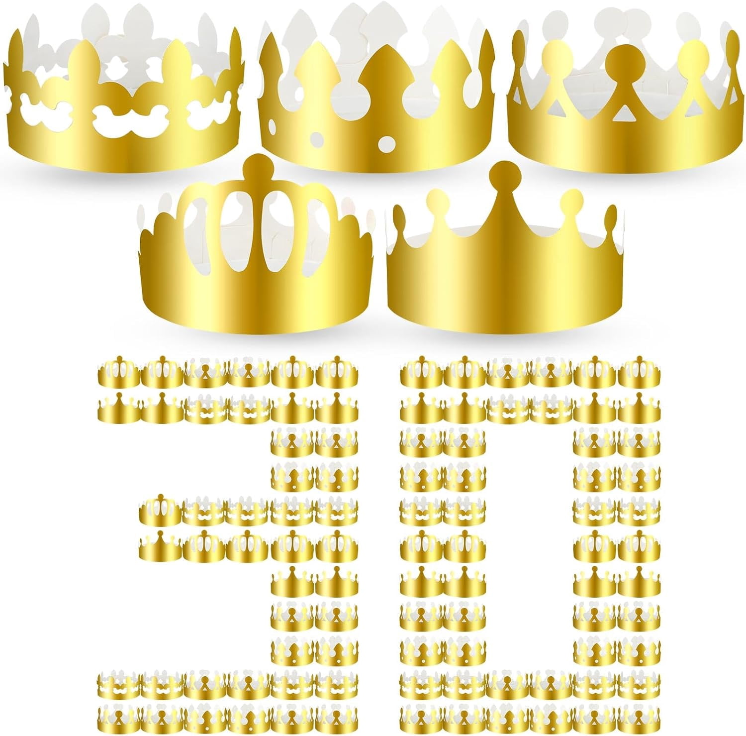 30 Pcs Gold Paper Crown for Adults Princess Hats Crafts Birthday Party ...