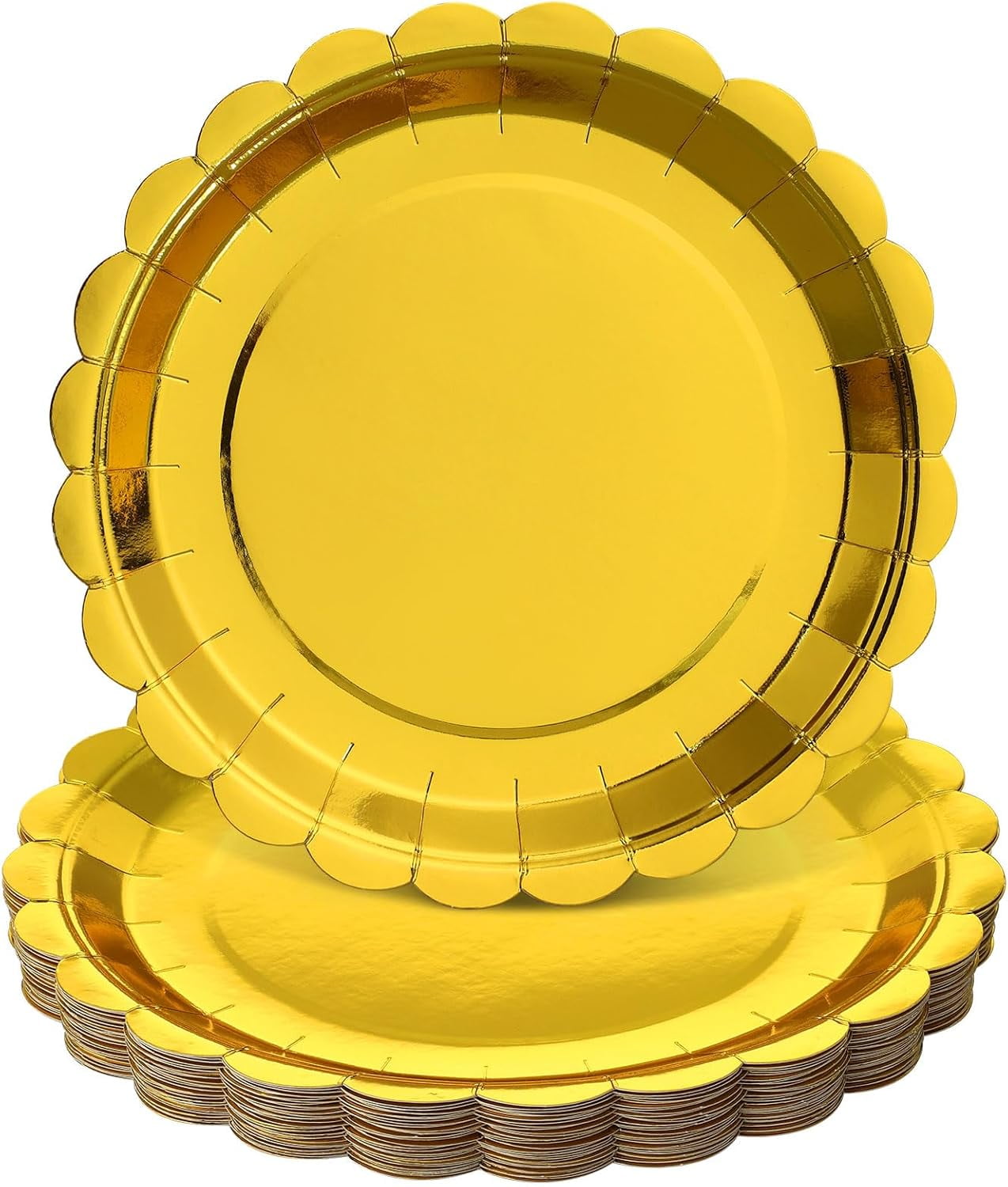 30 Pcs Gold Plates Disposable 9 Inch Scalloped Gold Paper Plates ...