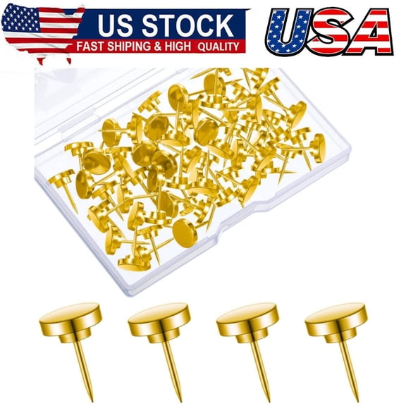 CCOCC 20Pcs Push Pins Pet Canister Thumb Tacks Small Photo Clip Gold ...
