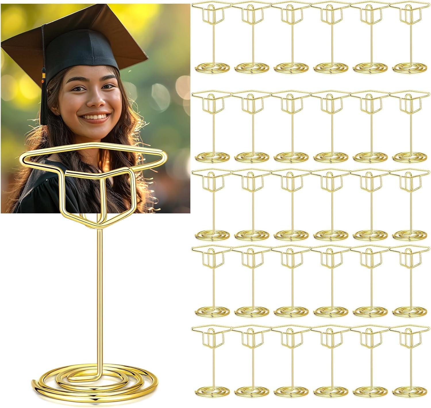 30 Pcs Grad Cap Graduation Picture Display 2 Inch Gold Photo Holders ...