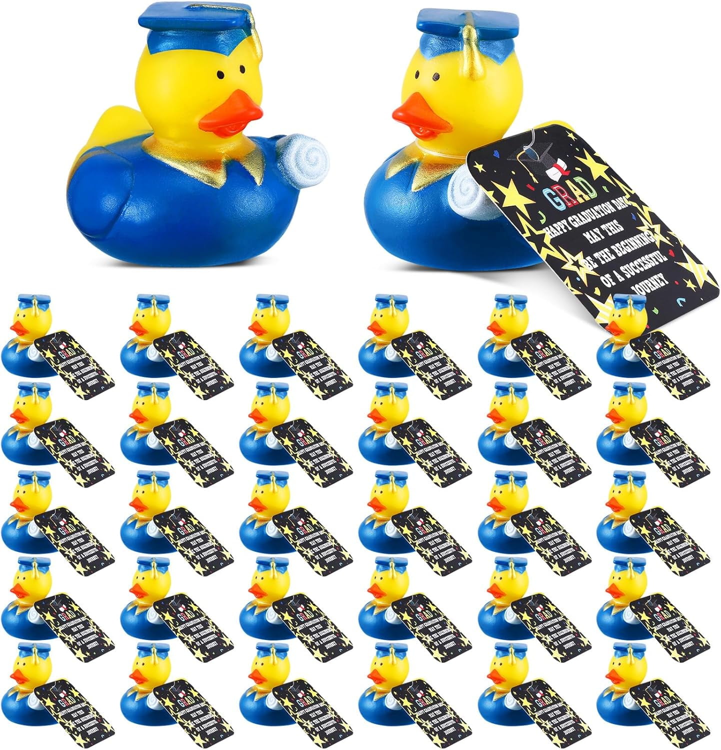 30 Pcs Grad Rubber Duck with Party Cards Mini Grad Rubber Ducky Favor ...