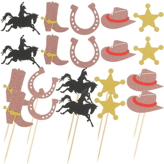 HOMEMAXS Western Cowboy Cake Picks with Assorted Color Paper Toppers ...