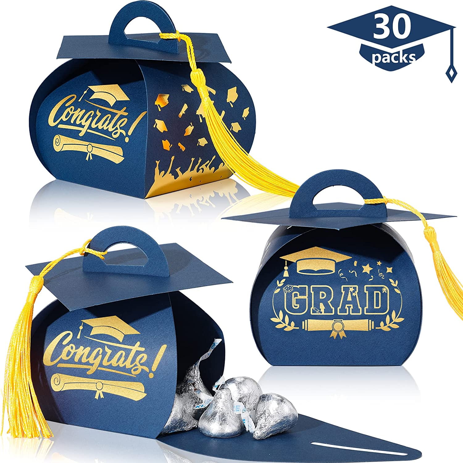 30 Pcs Graduation Candy Boxes 2024 Blue Congrats Grad Gift Box Treat ...