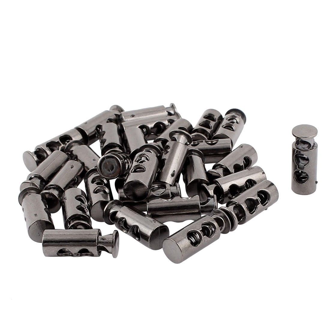 30 Pcs Gray Spring Loaded 5mm Dia Dual Holes Cord Locks Stoppers ...