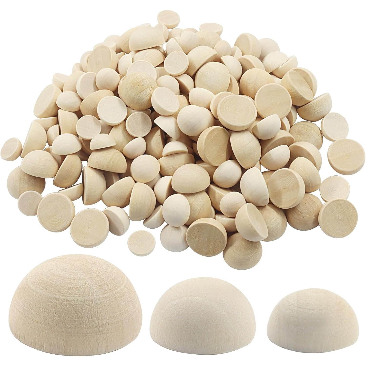 30 Pcs Half Balls, 50mm Half Wooden Beads, Unfinished Natural Half ...