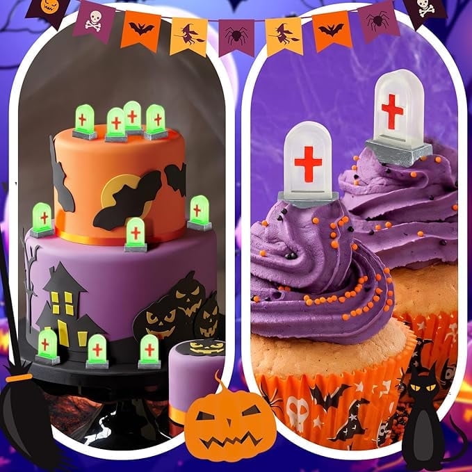 30 Pcs Halloween Miniature Tombstones Luminous Miniature Gravestones ...