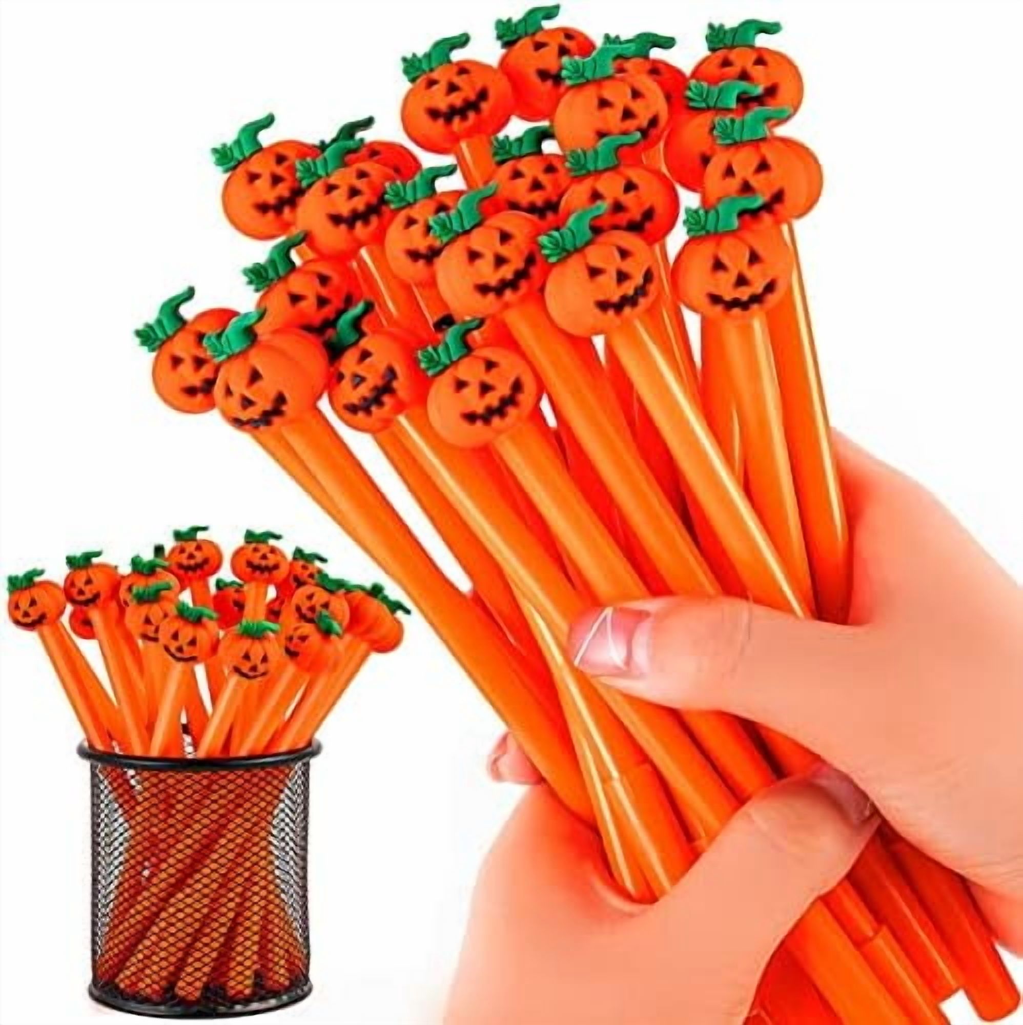 30 Pcs Halloween Pens, Cute Pumpkin Shape Skull Heads Pens, 0.5 MM Bulk ...