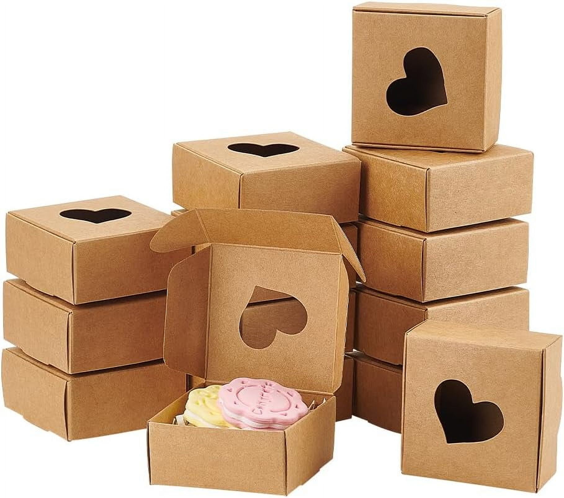 30 Pcs Heart Kraft Paper Gift Boxes Love Theme Foldable Cookie Boxes ...