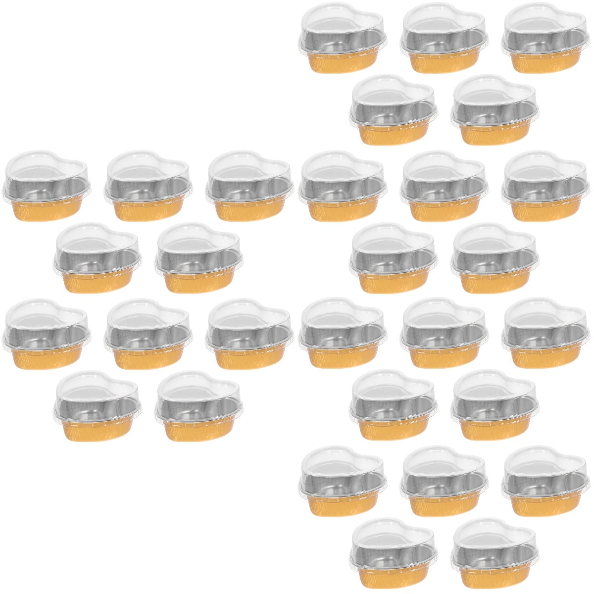 30 Pcs Heart-Shaped Aluminum Foil Box Cake Mold Jelly Molds Pans with ...